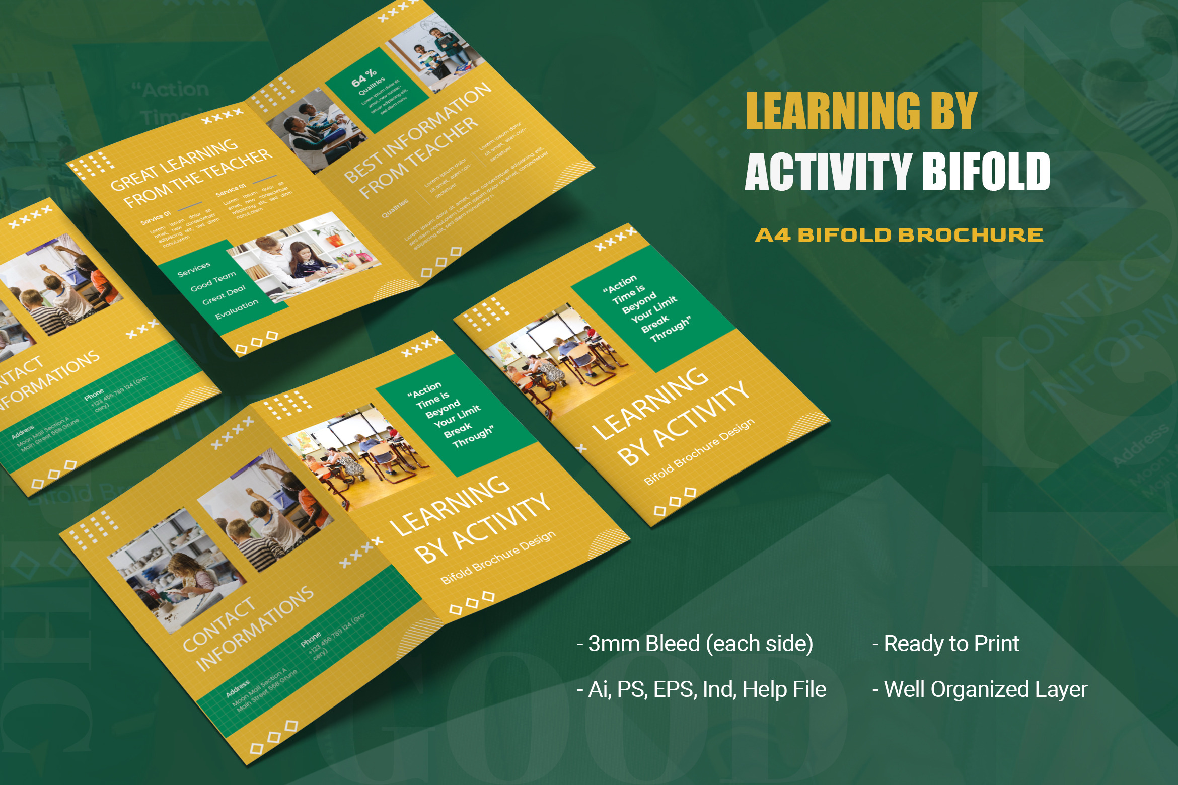 Learning By Activity Bifold Brochure, a Brochure Template by AQR Studio