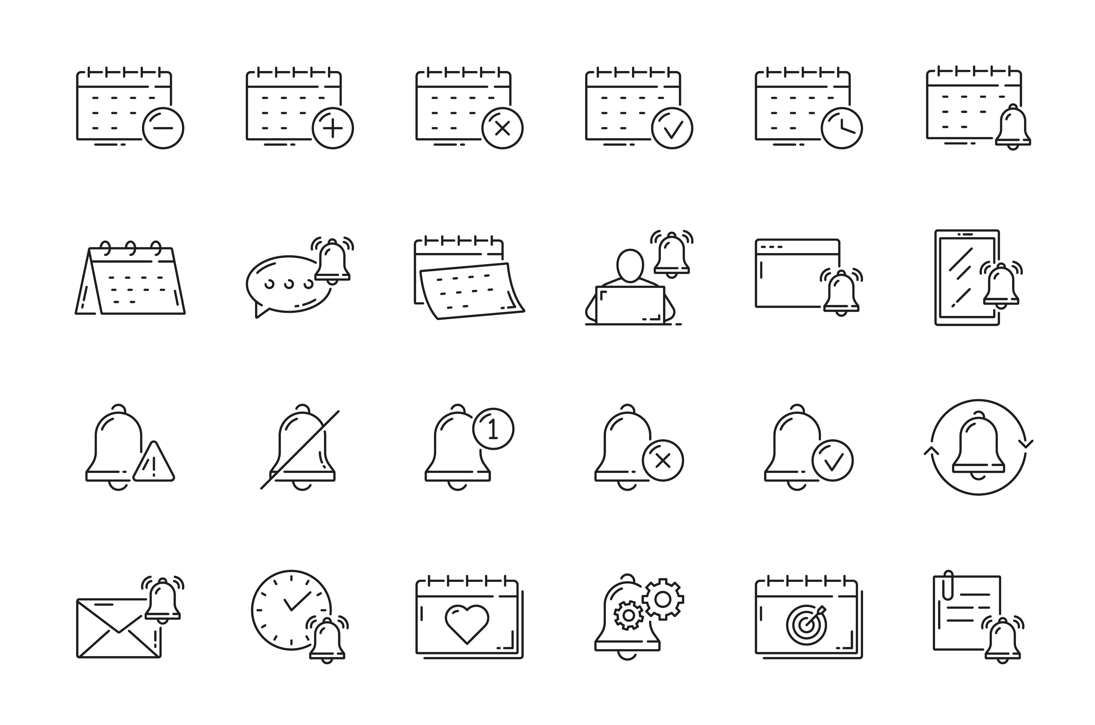 Reminder, calendar, planner icons, an Object Illustration by Vector ...