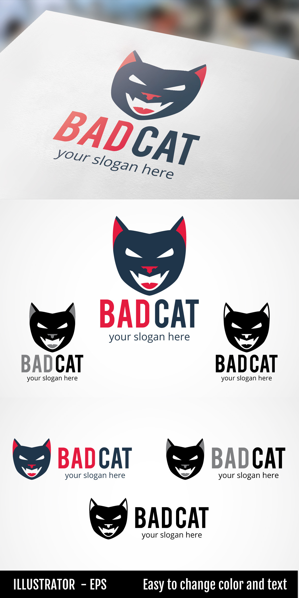 Bad Cat, a Branding & Logo Template by doghead