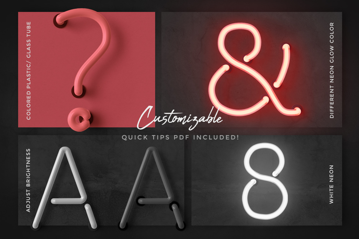 Neon alphabet kit, an Object Graphic by MiksKS
