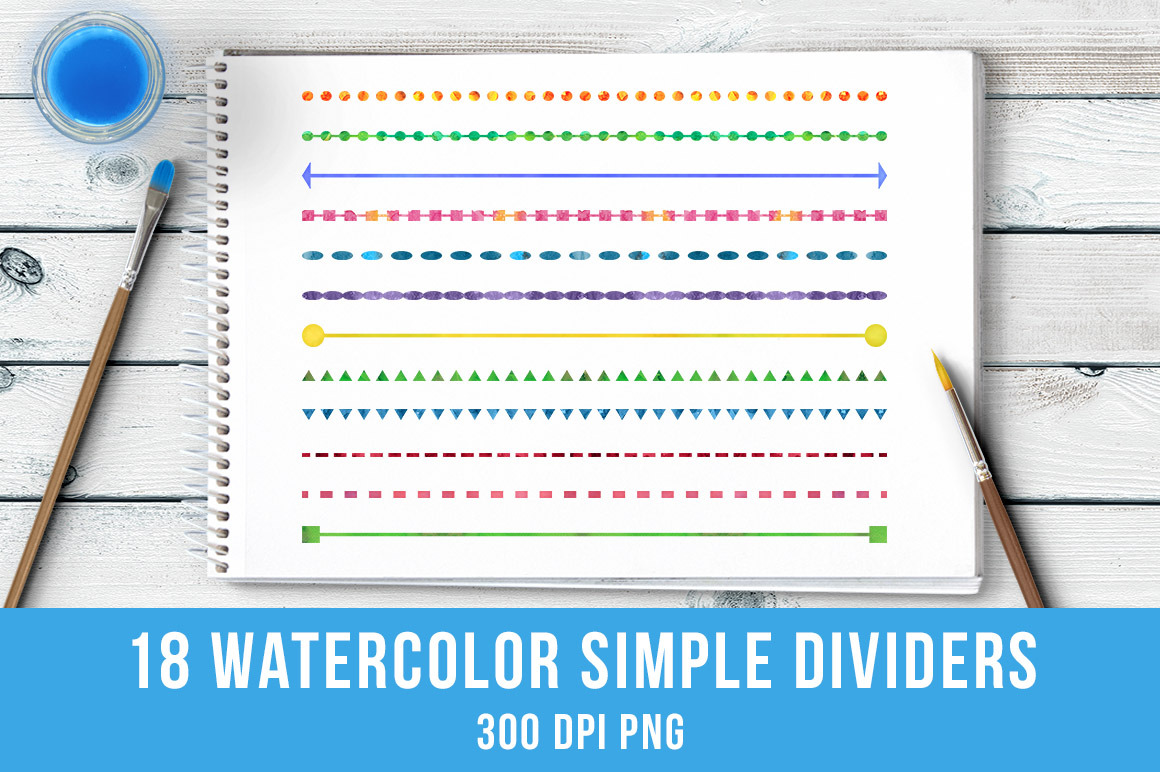 18 Watercolor Simple Line Dividers, an Object Graphic by The Digital ...