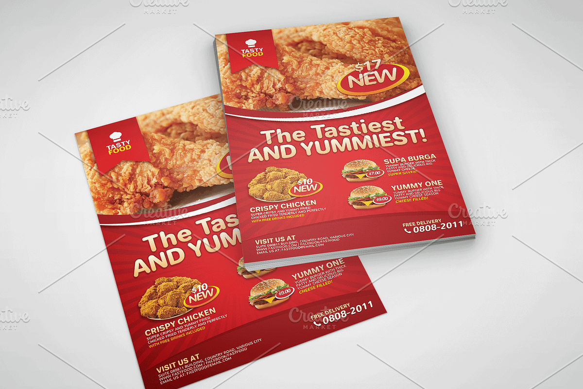 Fast Food Flyer, a Flyer Template by PSDPixel