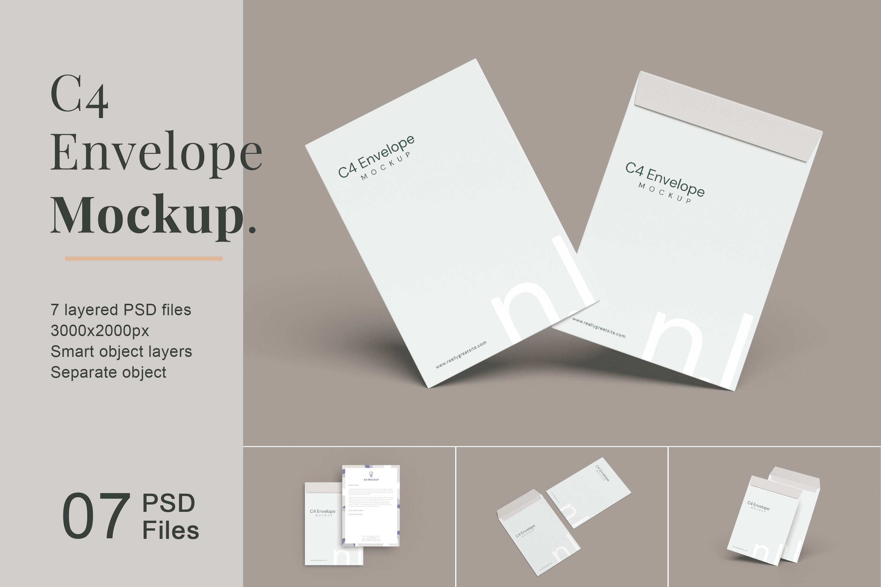 C4 Envelopes Mockup, a Print Template by Pexelcorner | Creative Market