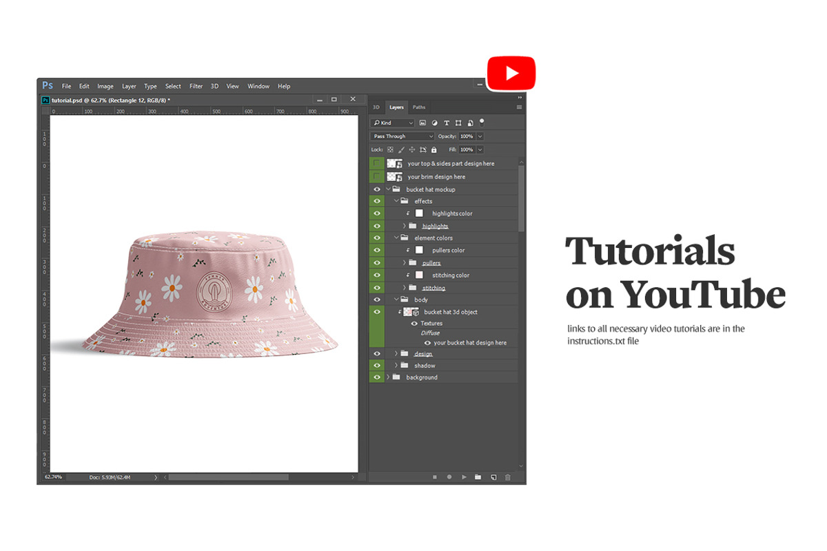 Bucket Hat Animated Mockup, a Hat Mockup by rebrandy