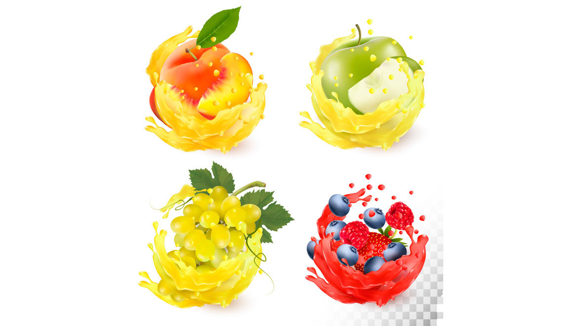 Set of fruit juice splash, a Food Illustration by ecco