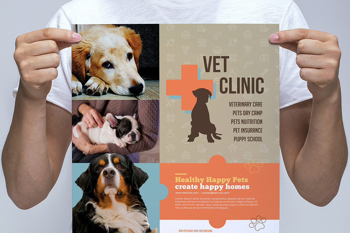 A3 Vet Clinic Poster Template, a Flyer Template by BrandPacks