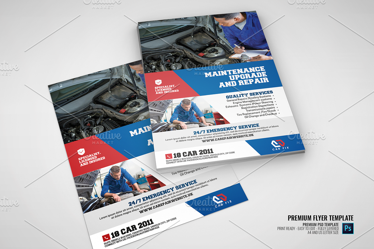 Car And Auto Mechanic Flyer, a Flyer Template by PSDPixel