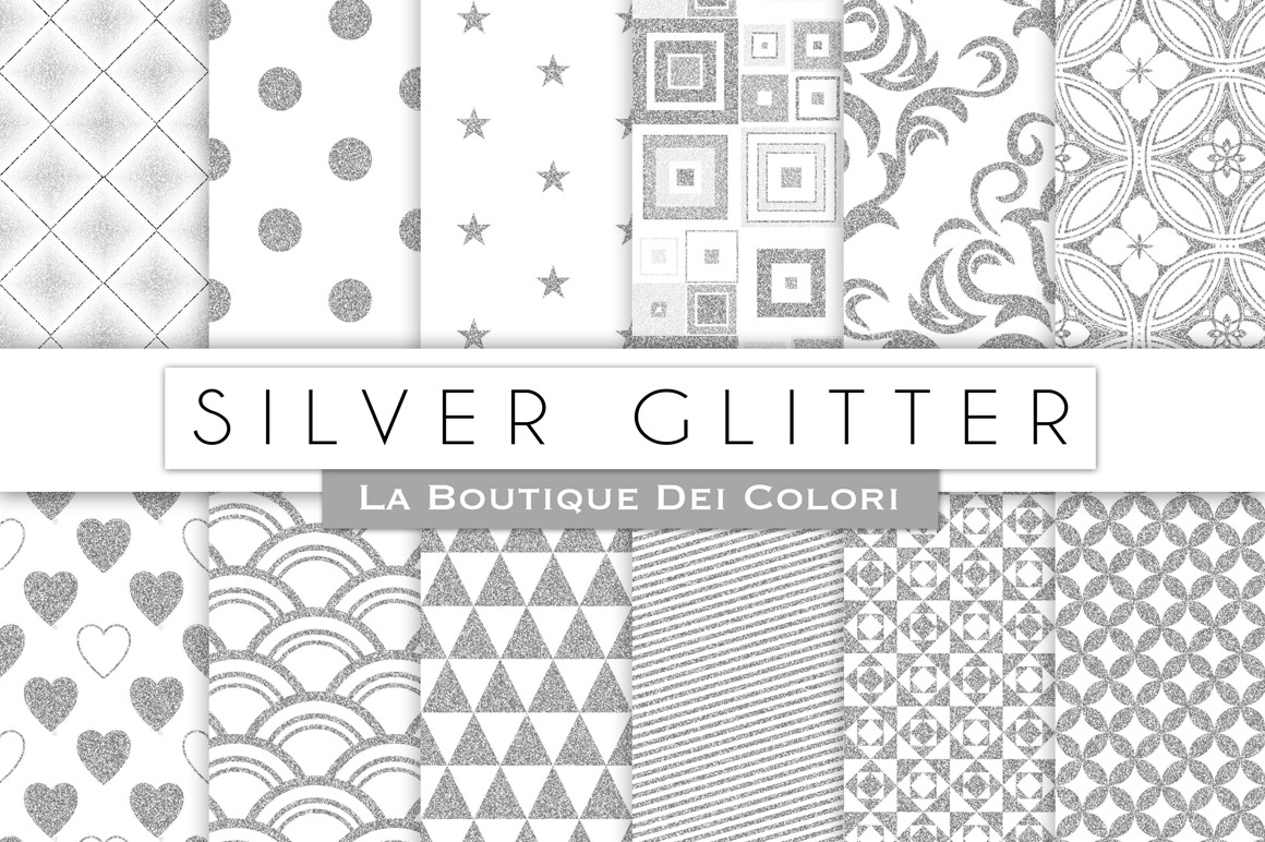 Silver Glitter Digital Papers | Graphic Patterns ~ Creative Market