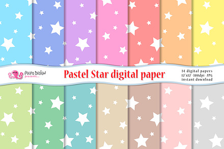 Star Digital Paper, a Pattern Graphic by PolpoDesign