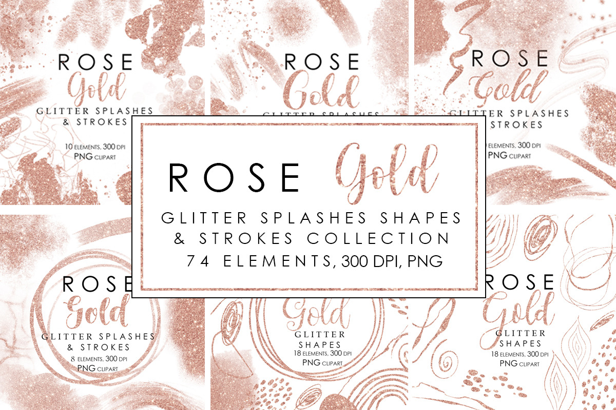 Rose Gold Glitter Shapes & Splashes, an Object Graphic by SimpleWishesArt