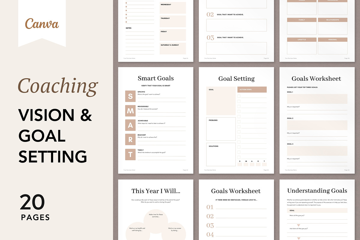 Coaching Vision & Goal Setting Canva, a Brochure Template by DeeBeeDesign