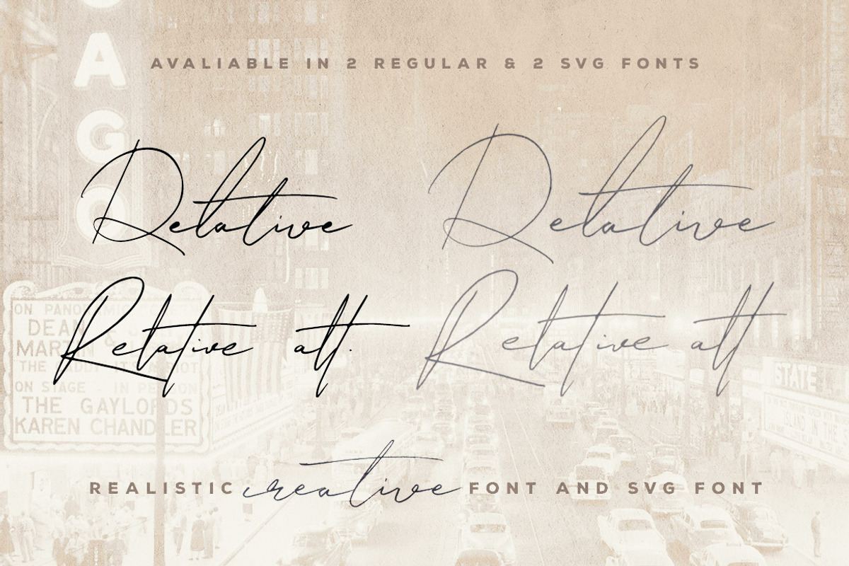 Relative Handwritten & SVG Font, a Script Font by Cruzine