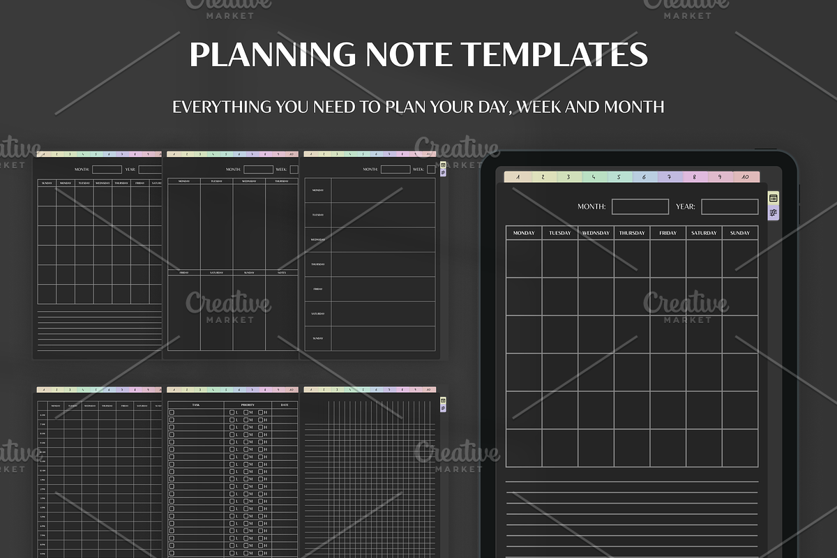 Digital Notebook Dark Mode, a Stationery Template by Digital_Mind