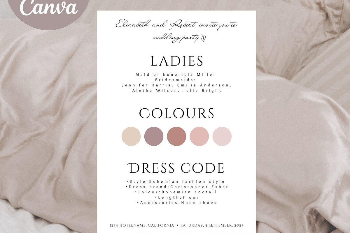 Wedding dress code details card, a Card Template by EvaTemplates