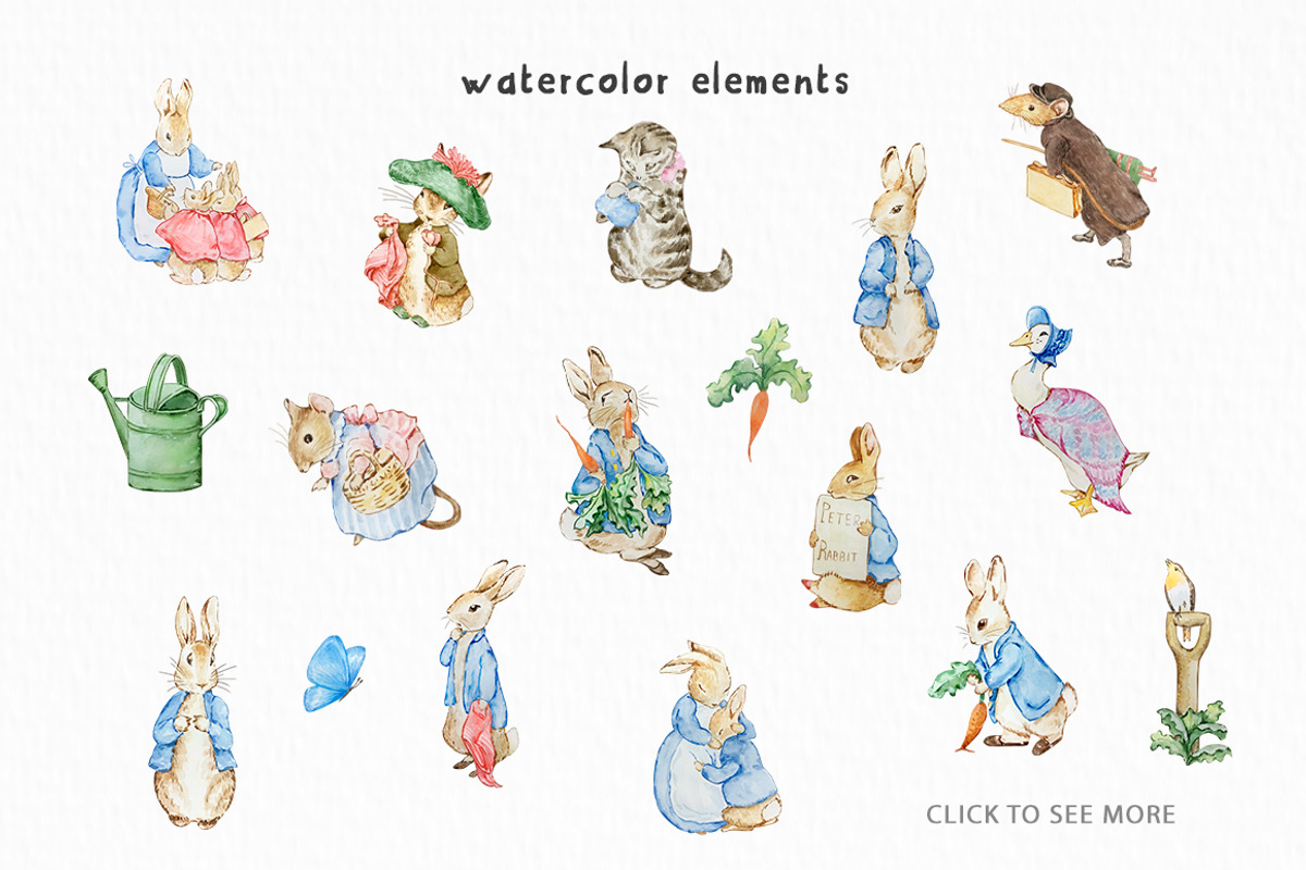 Watercolor Peter Rabbit Clipart, an Animal Illustration by SvetaArtStore