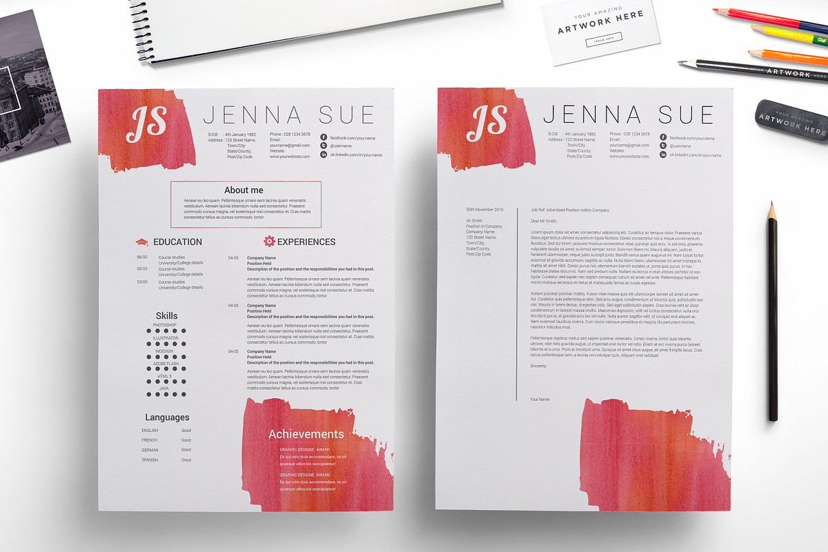 Creative CV template, a Resume Template by Chic templates | Creative Market