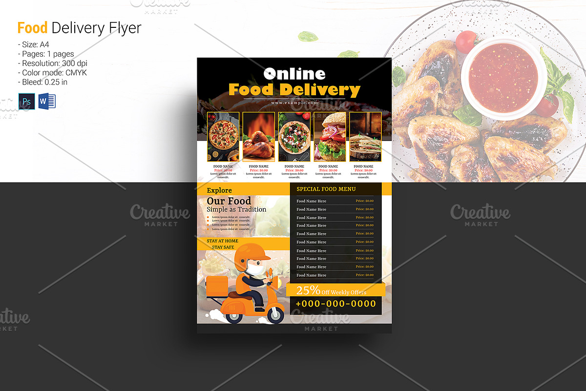 Restaurant Food Delivery Flyer V1270, a Flyer Template by Template Shop