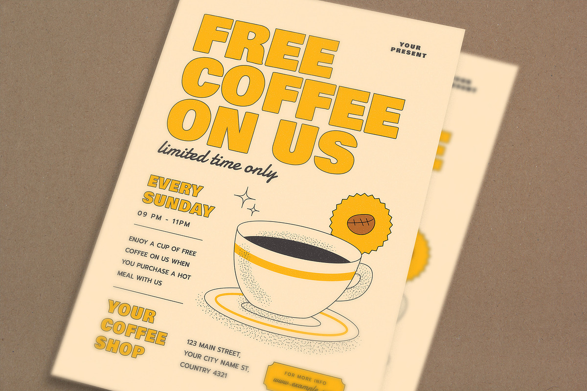 Retro Free Coffee Promotion Flyer, a Flyer Template by Guuver
