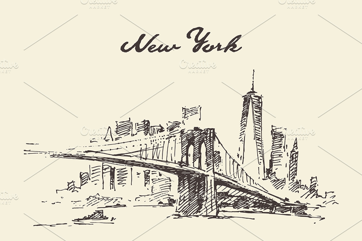 Manhattan bridge, New York city, an Illustration by TheMountBirdStudio