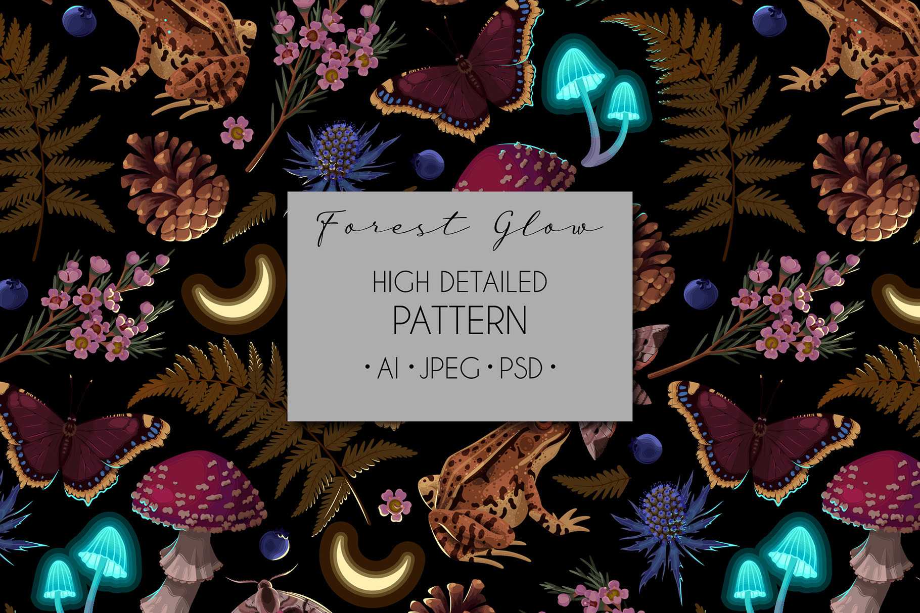 Forest Glow Pattern, a Pattern Graphic by GreyLilac