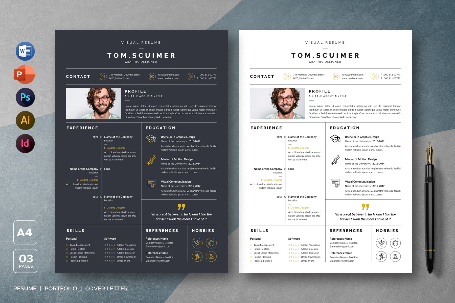 Visual Resume, a Resume Template by OrcShape | Creative Market