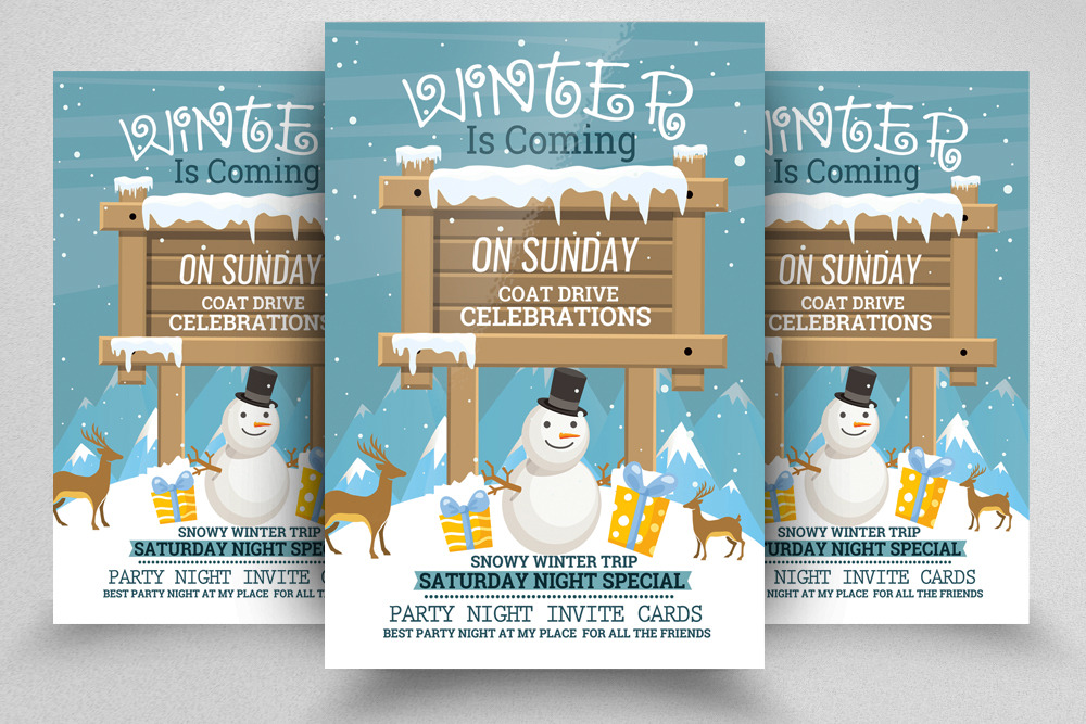 Winter Christmas Celebration Flyer, a Flyer Template by Psd Templates