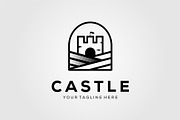 Minimalist Castle Vintage Logo Vector