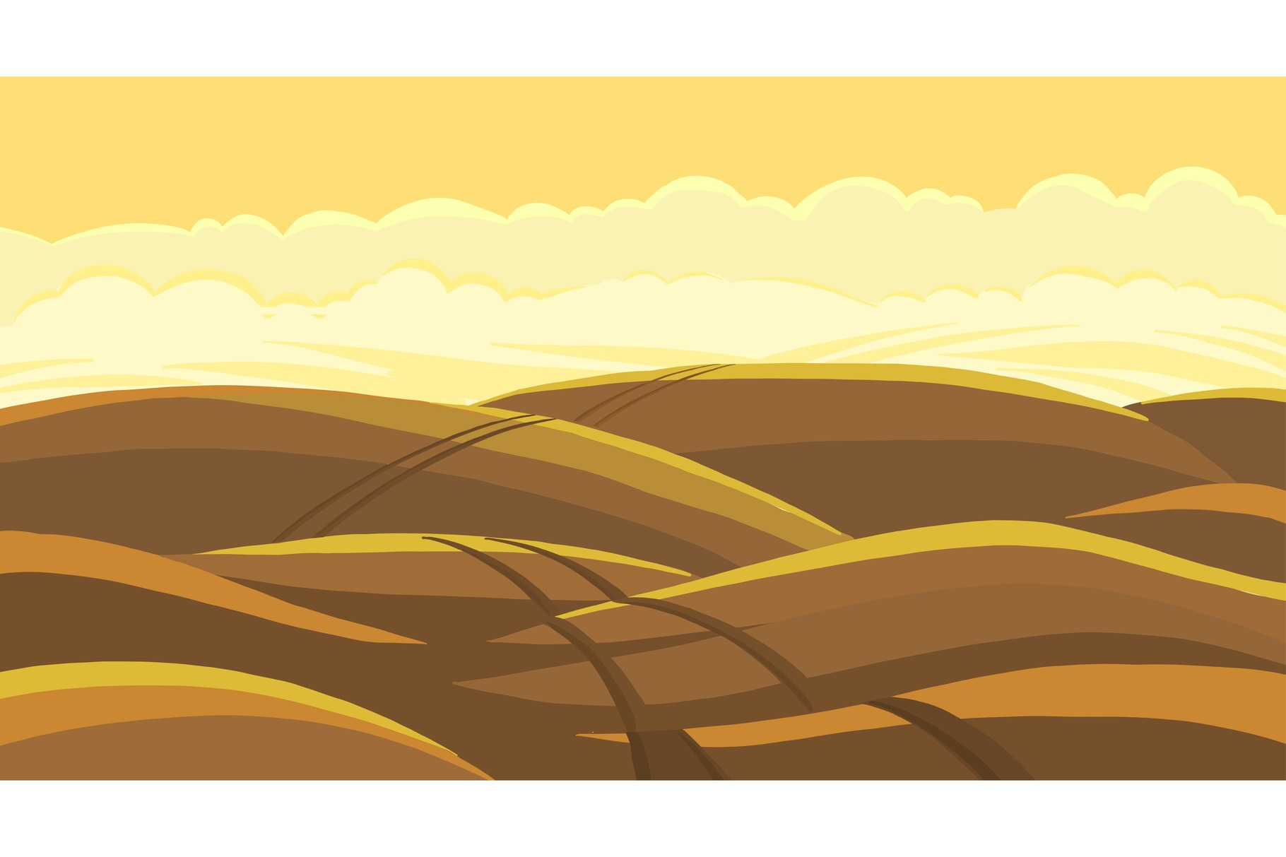 Arable field landscape. Plowed, a Texture Graphic by Vector illustrations