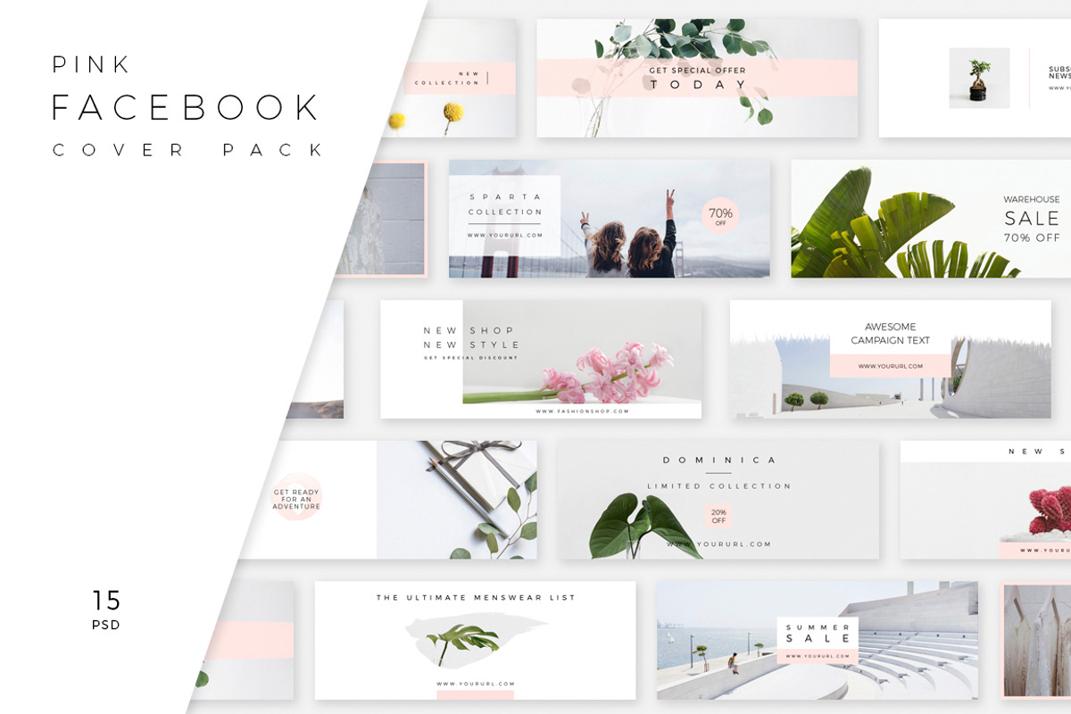 Pink Facebook Cover Pack, a Social Media Template by Swiss_cube