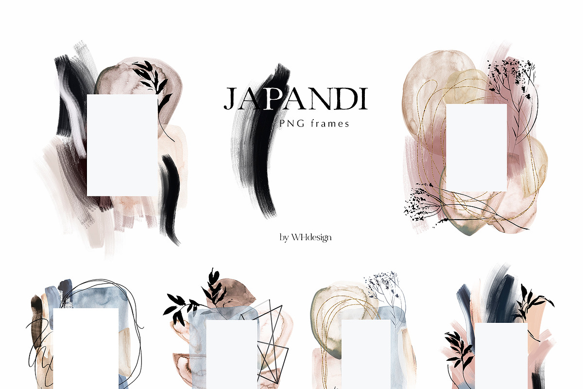 Japandi Abstract Watercolor Clip Art, a Decorative Illustration by ...