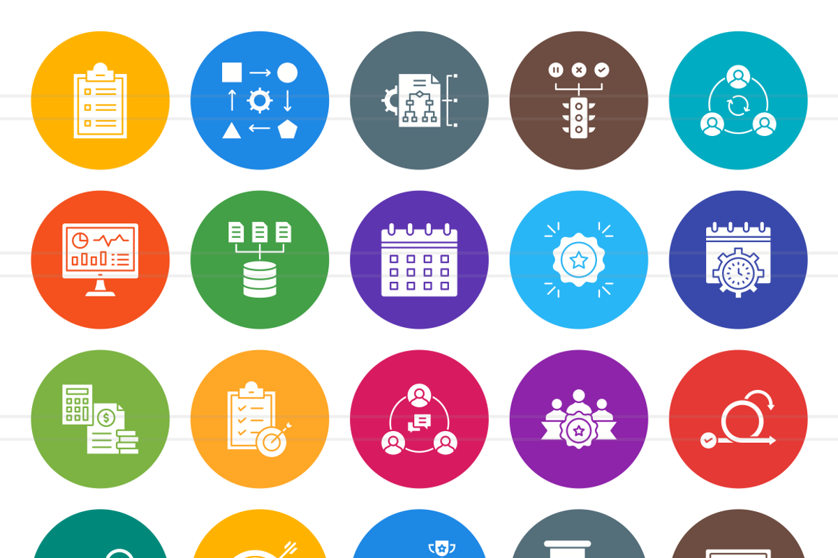 50 Project Management Flat Icons, an Icon by IconBunny | Creative Market