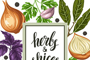 Frames with herbs and spices., a Flyer Template by incomible