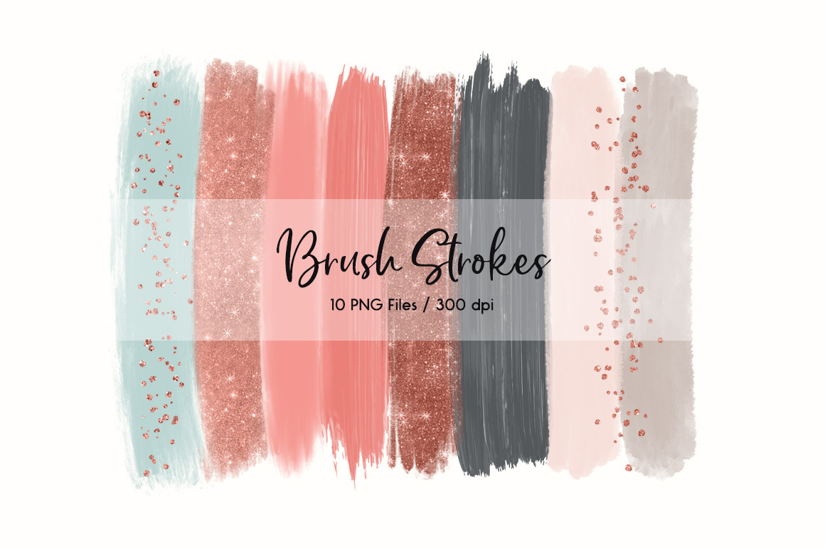 Brush Strokes Clip Art (Rose Gold), an Object Graphic by PeDe Designs