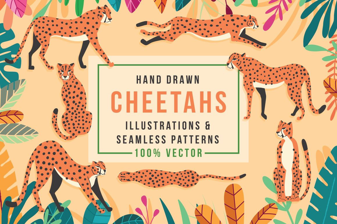 Cheetahs - illustrations & patterns, a Pattern Graphic by Blue Lela Design