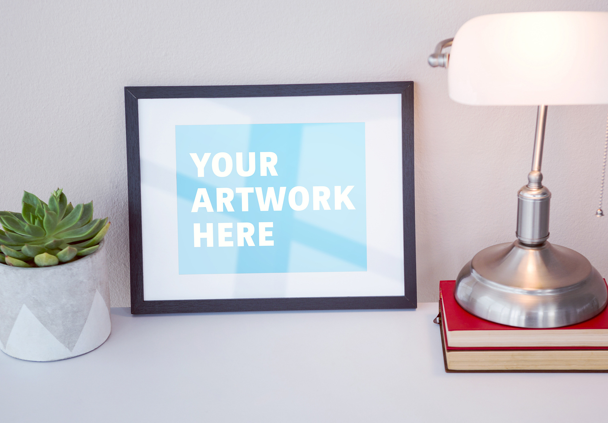Mockup Of Picture Frame On Desk, a Poster Template by wavebreak