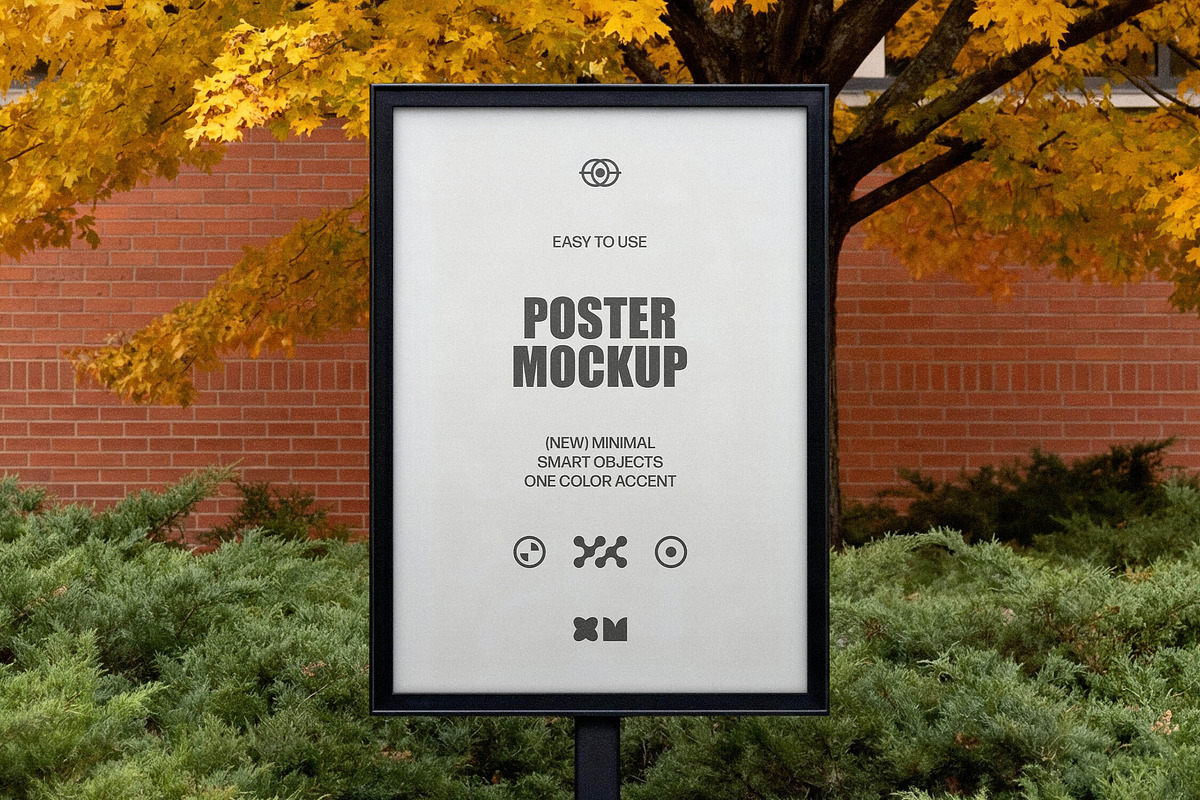 Freestanding Framed Poster Mockup, an Advertising Mockup by Design Squad