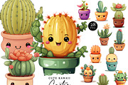 Kawaii Happy Cactus Clipart Bundle, an Object Illustration by Design Scotch