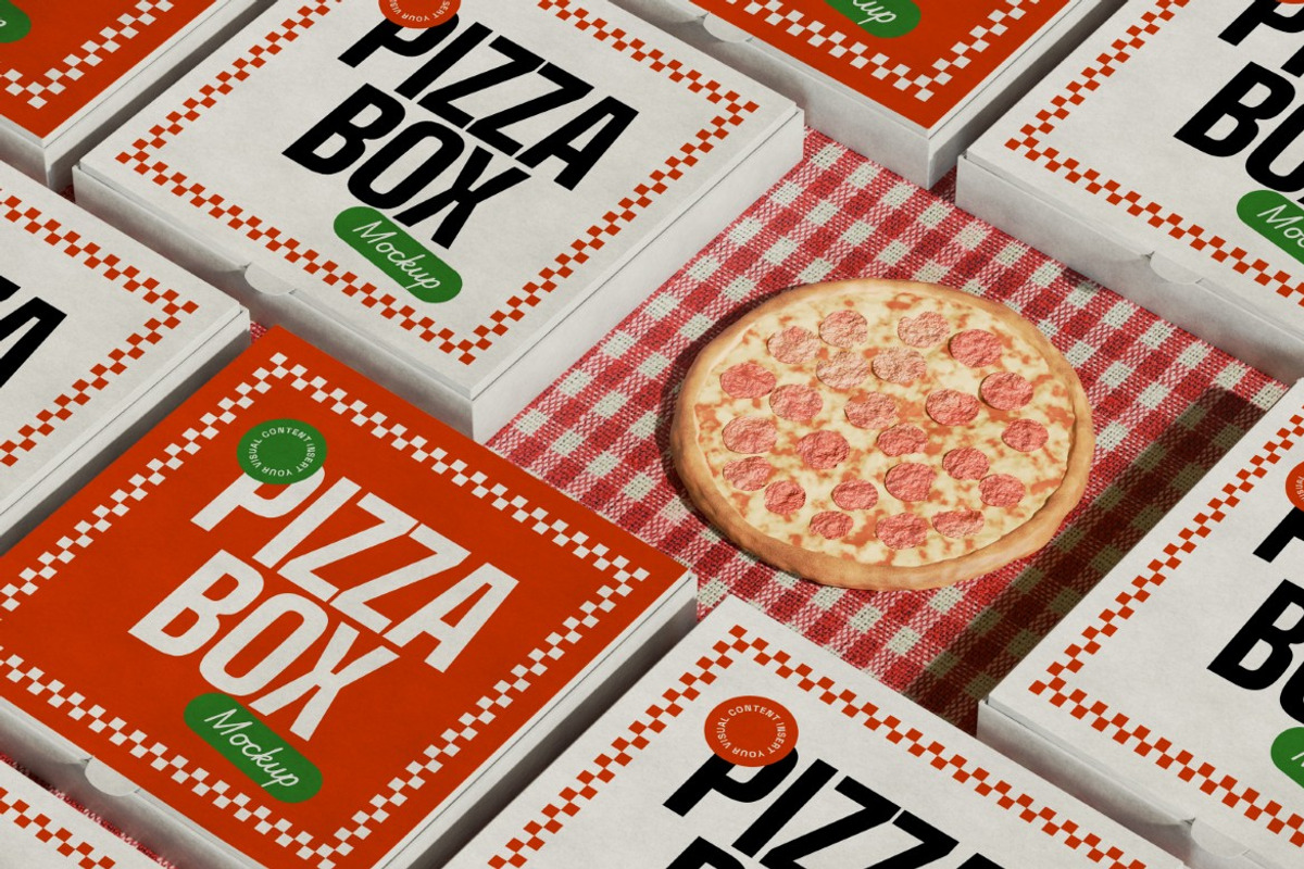 Square Pizza Box Mockup, a Packaging Mockup by graphicook