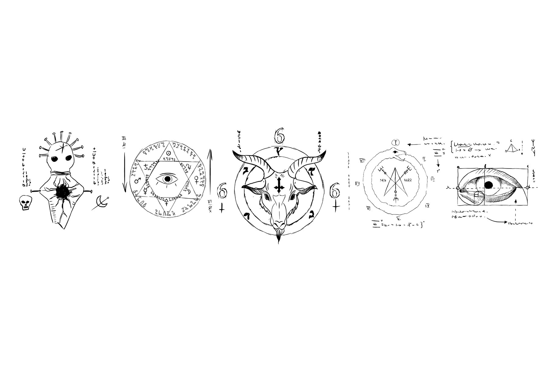 Hand drawn set with various esoteric, an Illustration by skripnikbb ...
