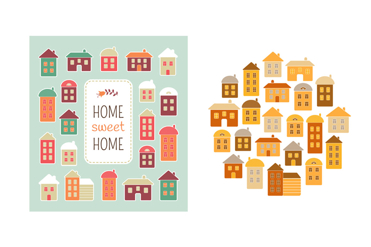 Home sweet home vector set, a Decorative Illustration by Teneresa
