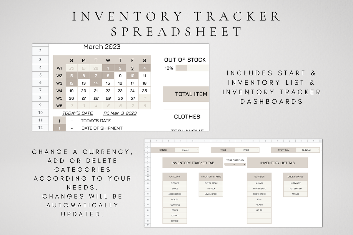 Digital Inventory Tracker Template, a Templates & Theme by BRANDcontent
