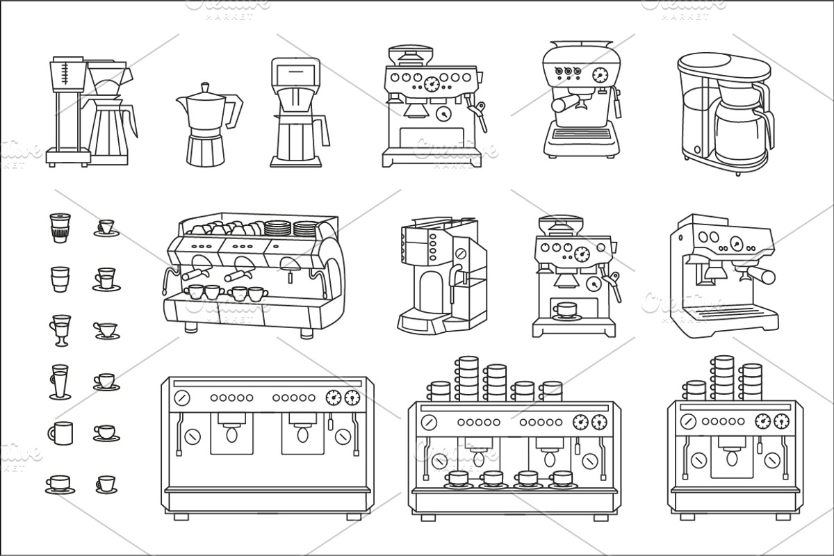 Coffee machine set, a Background Graphic by Artha Design Studio