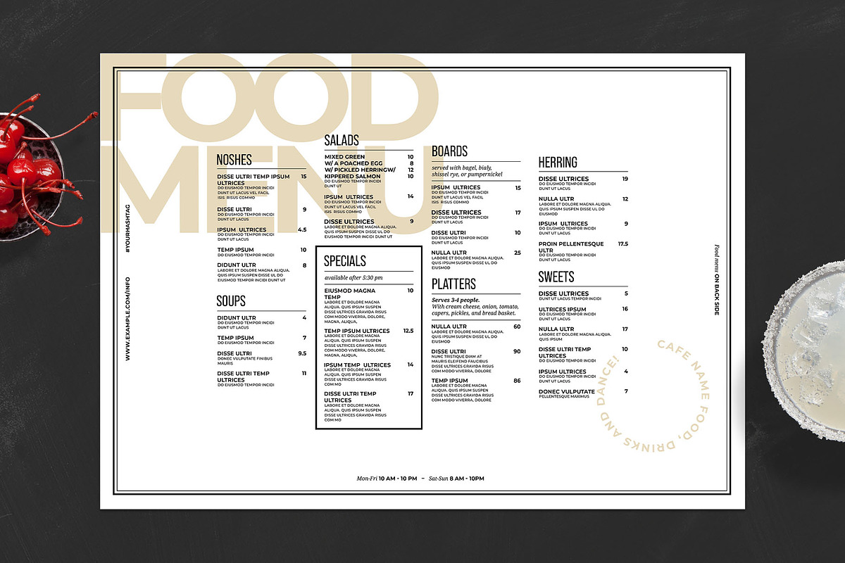 Landscape Restaurant Menu Template, a Flyer Template by BrandPacks