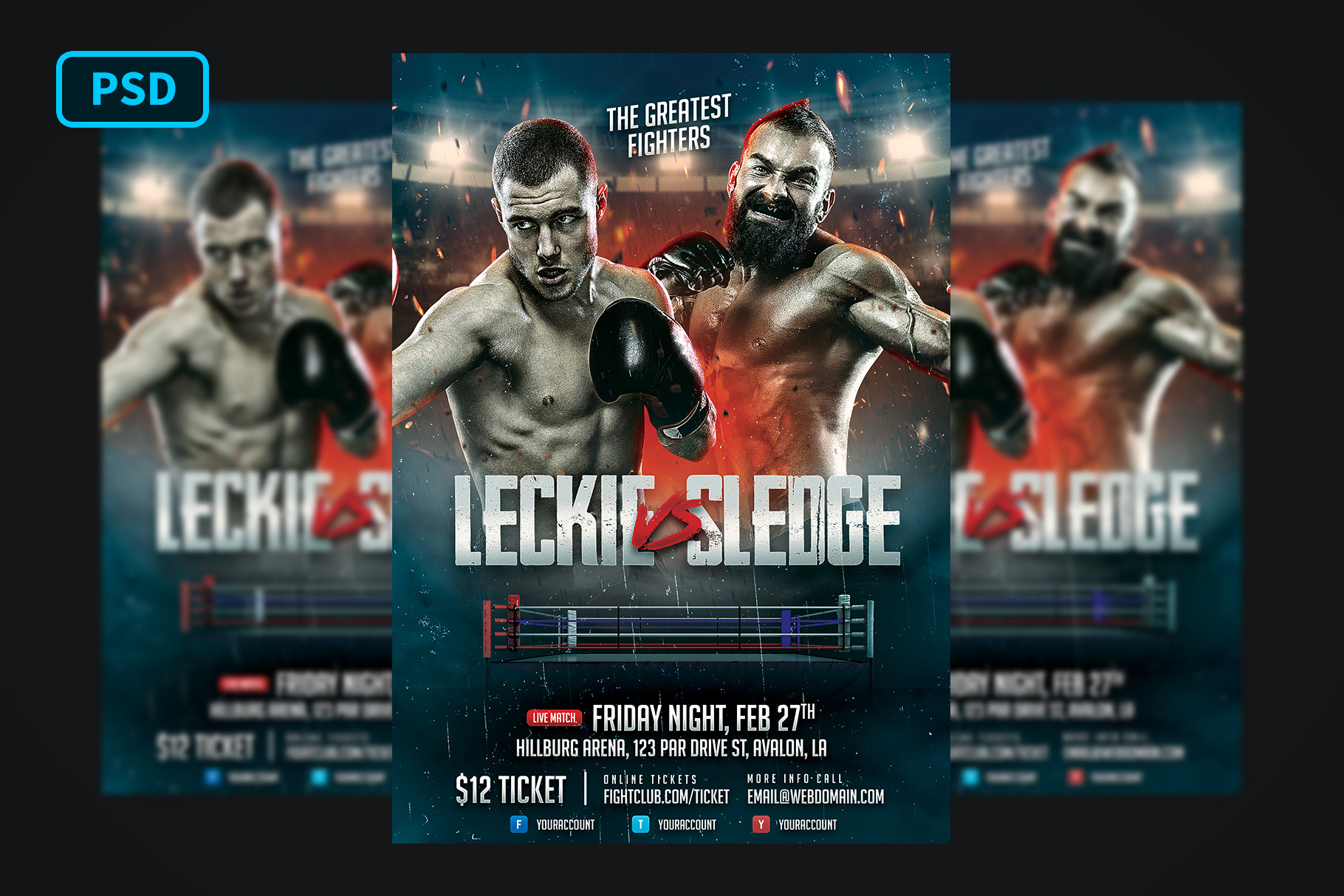 Boxing Flyer Template, a Flyer Template by Bornx Design | Creative Market