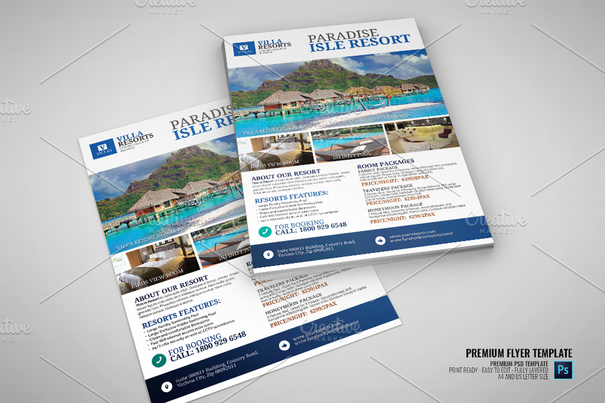 Resort Promotional Flyer, a Flyer Template by PSDPixel