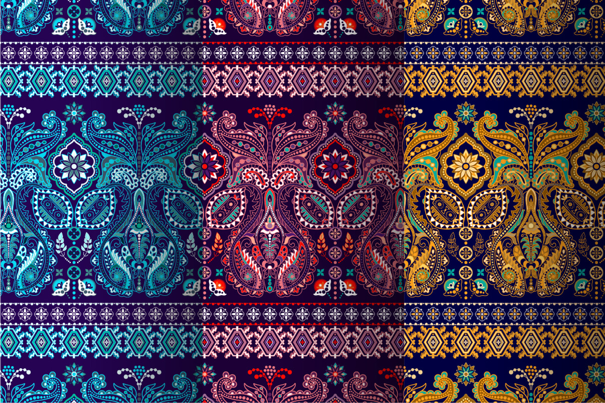 3 Border Paisley Patterns, a Pattern Graphic by Sunny_Lion