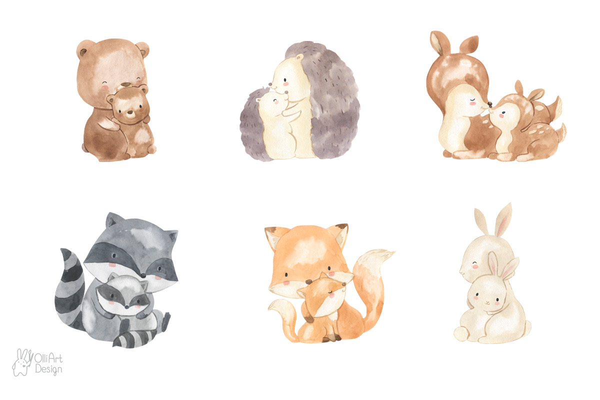 Mother and baby animal clipart