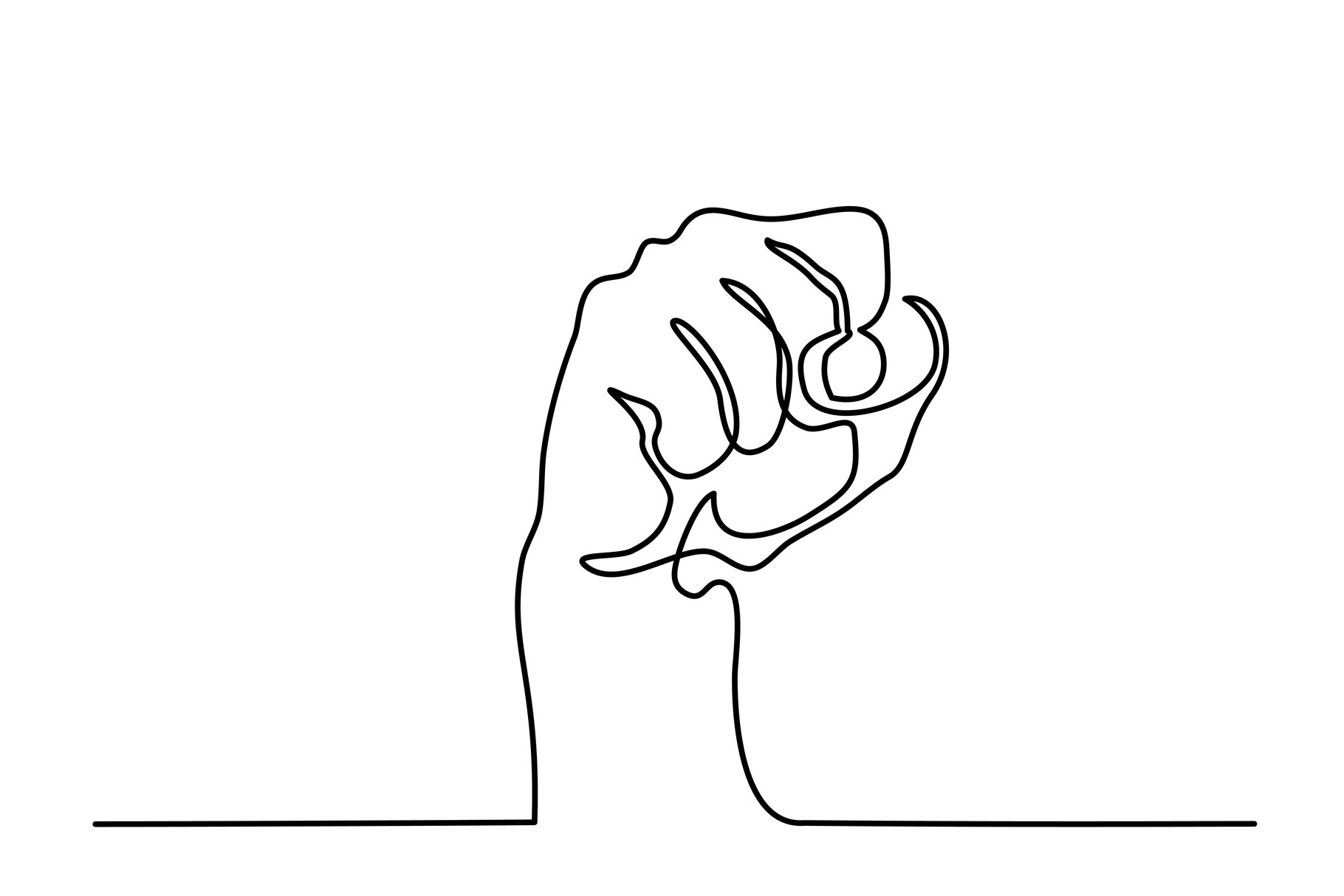 continuous line drawing of fist, a Person Illustration by Valenty