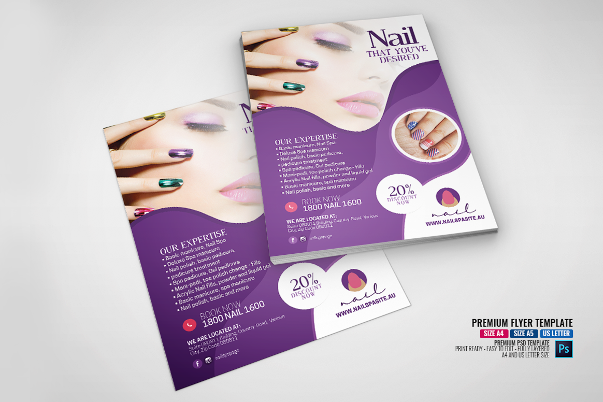 Nail Salon Creative Flyer, a Flyer Template by PSDPixel