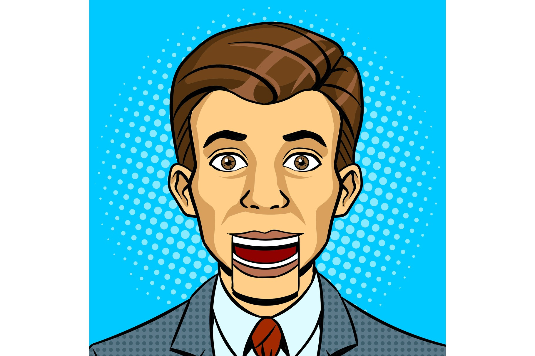 Speaking puppet head pop art style vector, a Decorative Illustration by ...